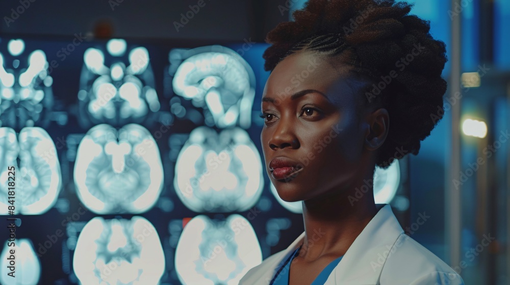 Foto de Stock Confident black female neurologist, neuroscientist, or ...