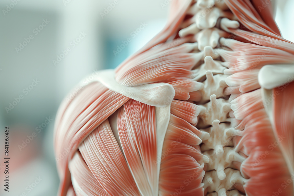 Detailed close-up of the human spine and muscles, showcasing the ...