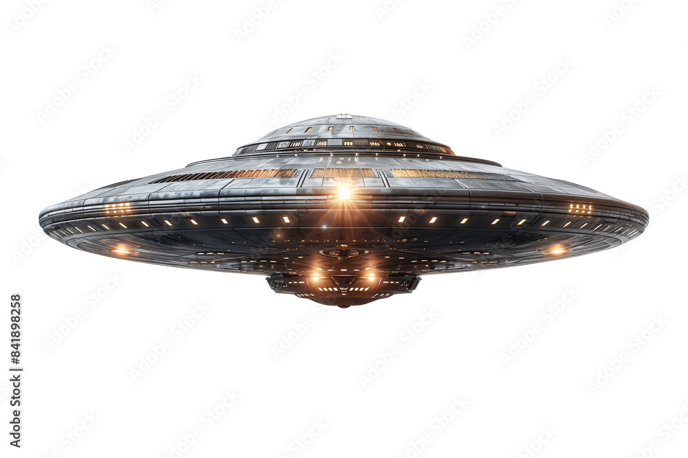 Alien spaceship on transparent background. Classic flying saucer UFO ...