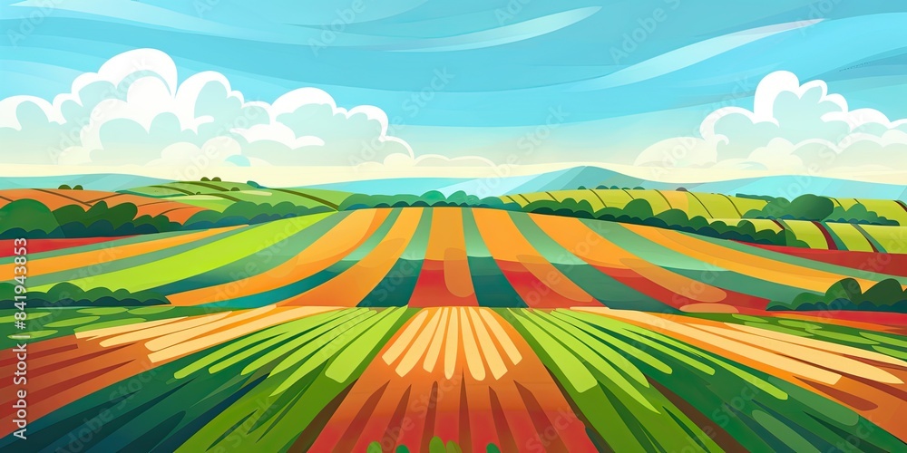 Crop rotation flat design front view field theme cartoon drawing ...
