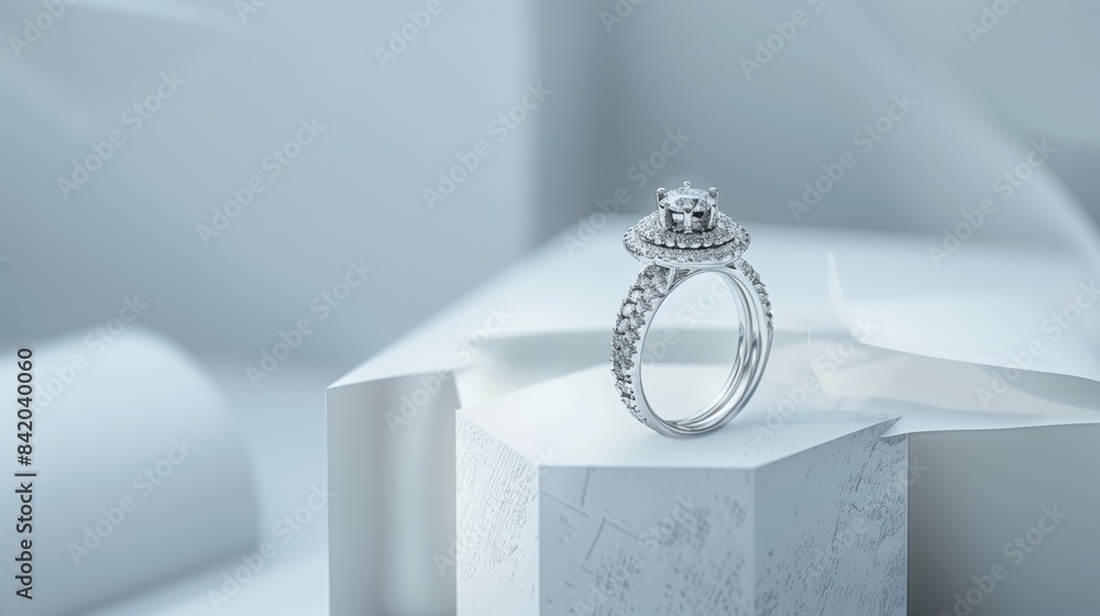 Jewelry product photography of an engagement ring with diamonds on a ...