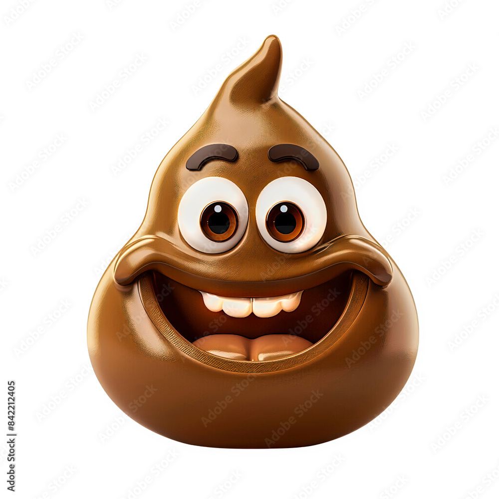 AI-created rendering of a smiling poop emoji, emoticon with a playful ...