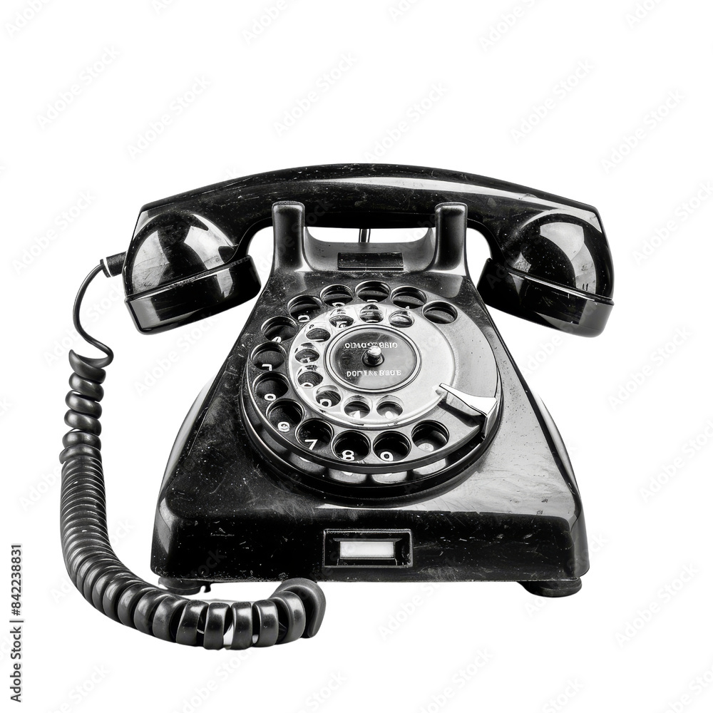 Vintage black rotary dial telephone Isolated on transparent background ...
