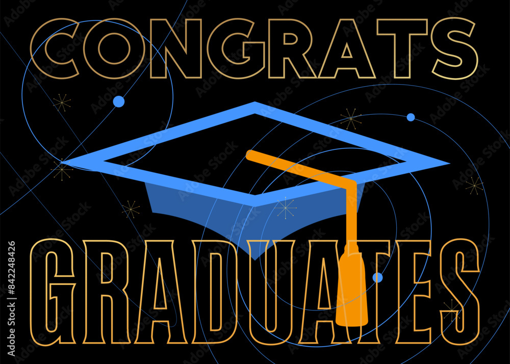 Graduation design template. Vintage party invitation, congratulation ...