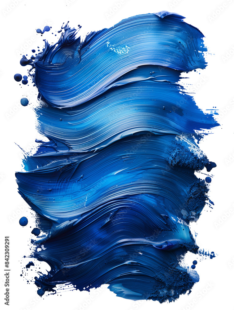 Blue brushstrokes on a transparent background in a high-resolution and ...
