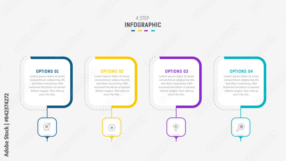 Three Step Infographic label design Vector template with line icons. process steps diagram ...