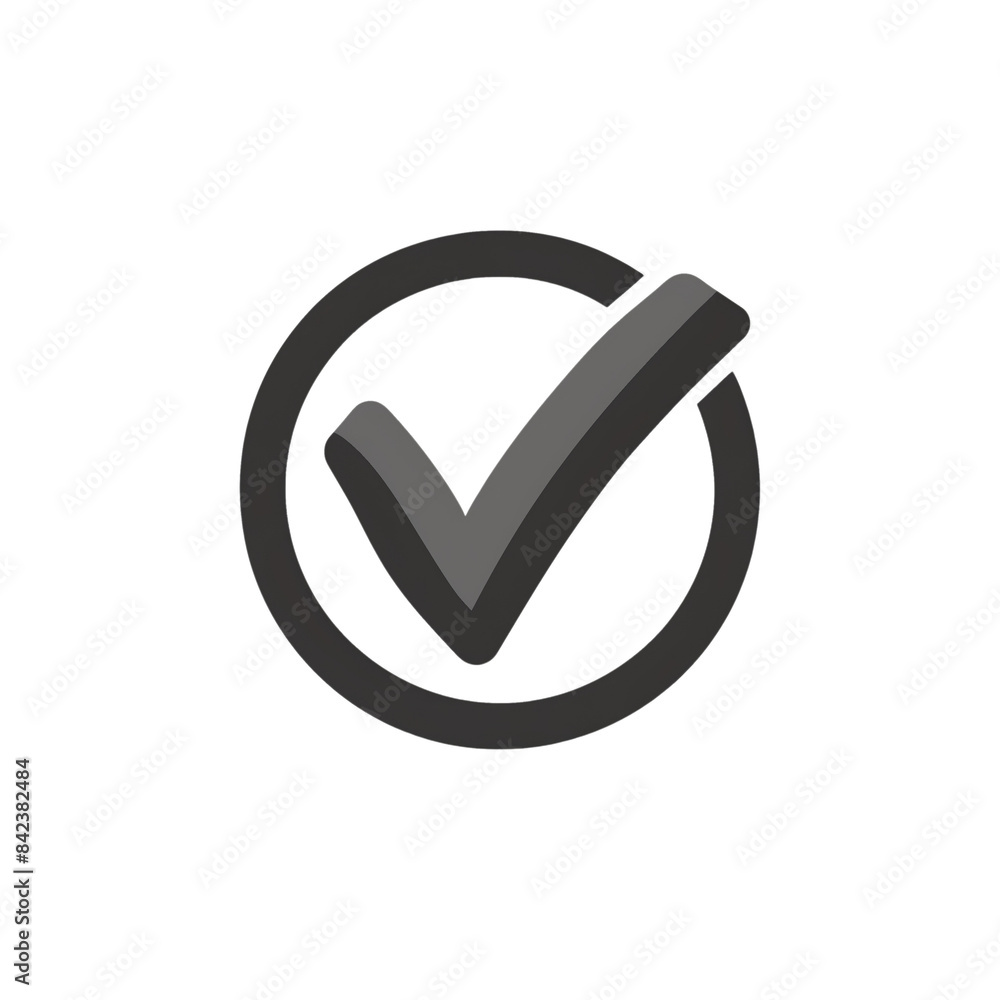 Black Check Mark Icon. Simple tick symbol inside a circle, representing ...