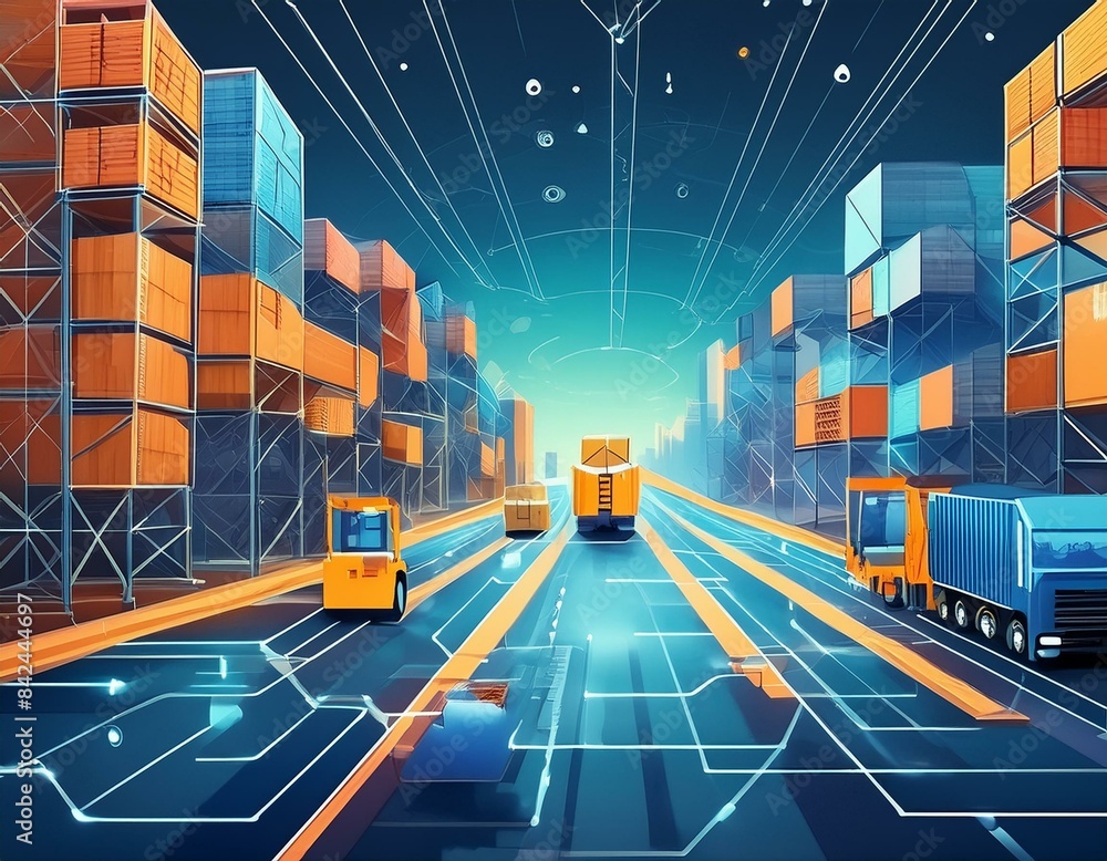 Improving supply chain operations for increased efficiency and performance. Concept Supply Chain ...