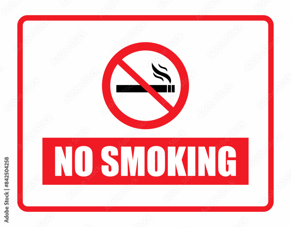 No smoking sign board red color on white background. No smoking sign ...