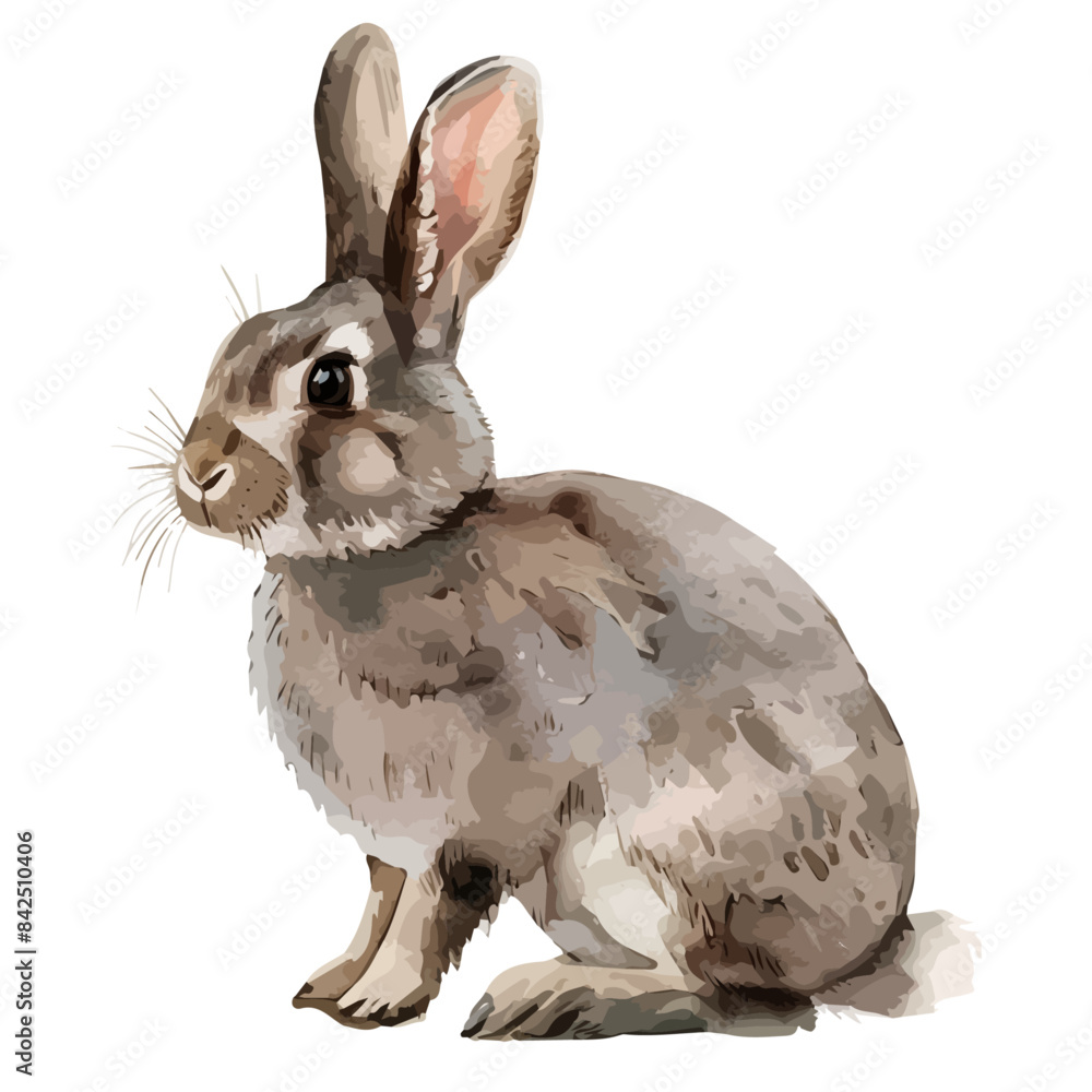 Watercolor drawing of a Rabbit, isolated on a white background ...