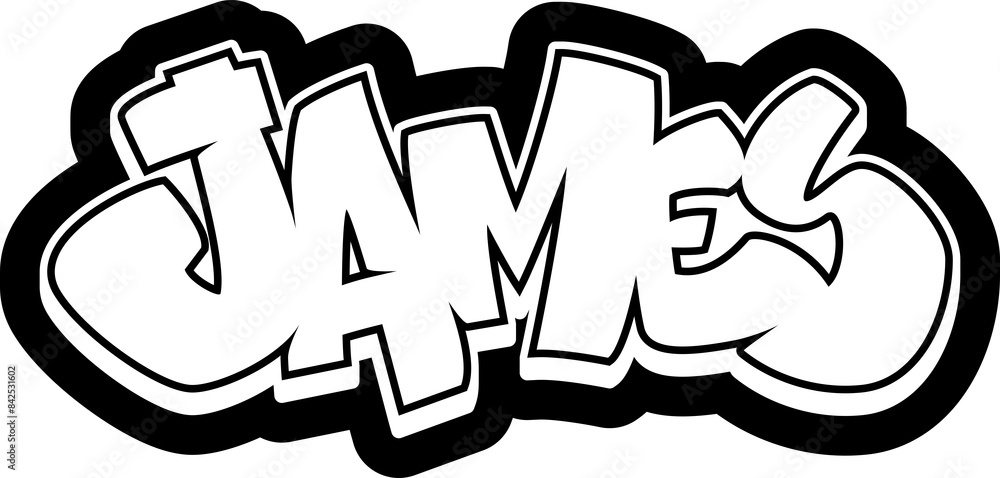 JAMES Graffiti Name, street art urban wall tag style font, sticker ...