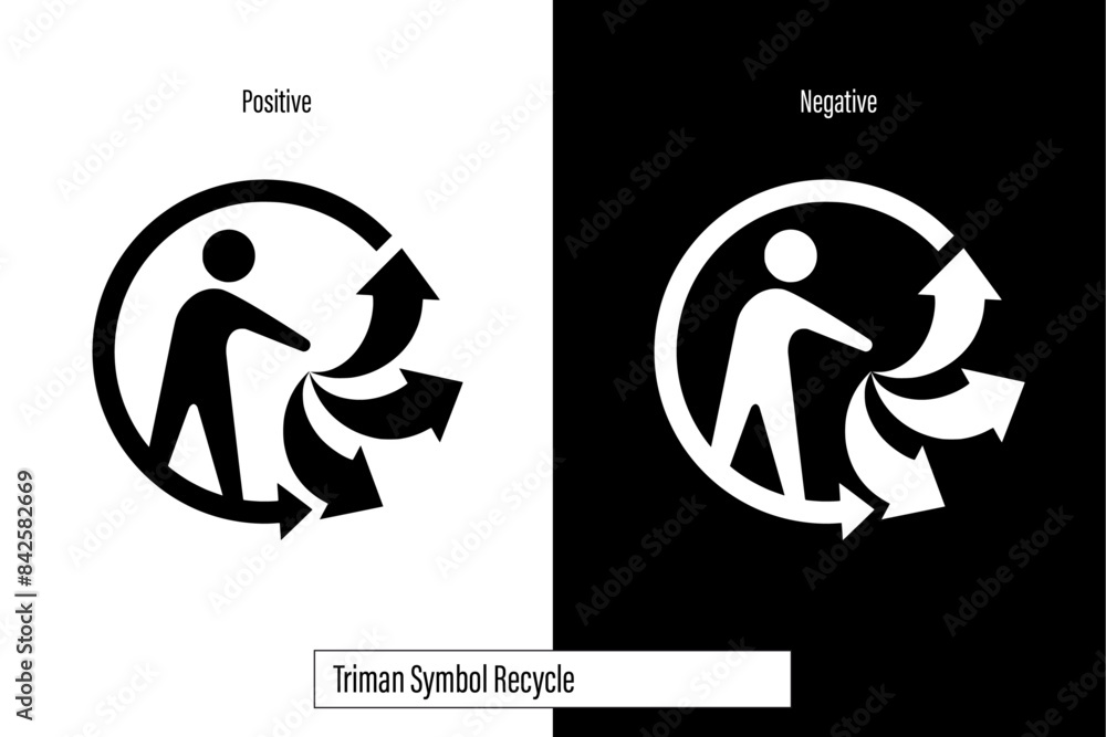 Triman Symbol Recycle Positive & Negative Stock Vector | Adobe Stock