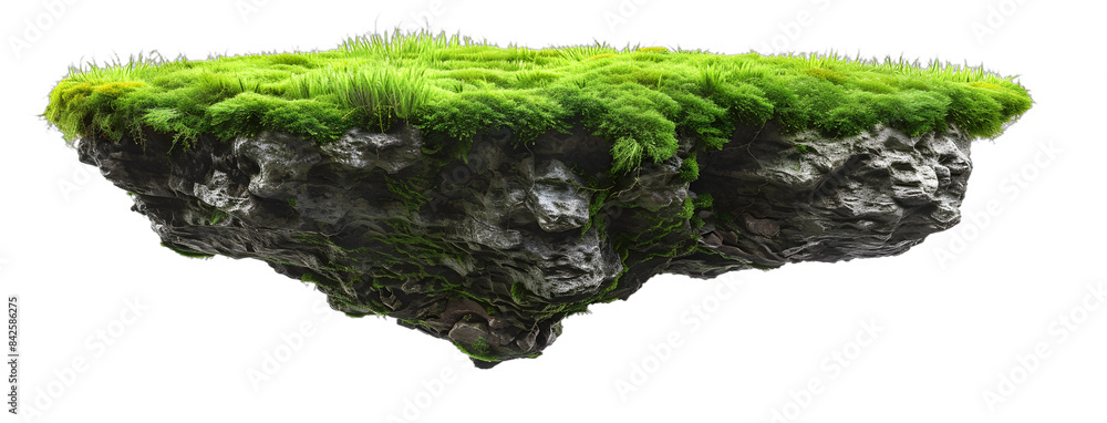 [Transparent Background PNG]Green moss and grass floating island Stock ...