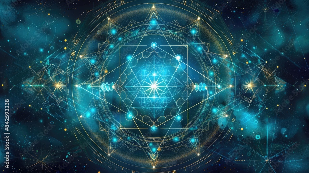 Mystical Sacred Geometry Background with Cosmic Patterns Stock Photo ...