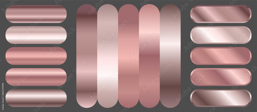 Rose gold texture gradient background big vector set. Metallic design ...