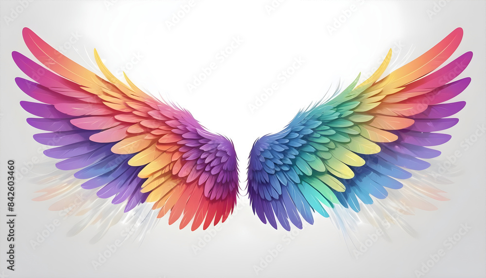 Beautiful colorful angel wings illustration Stock Illustration | Adobe ...