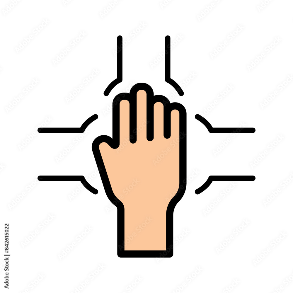 Teamwork icon. Four hands in a square, collaboration, unity ...