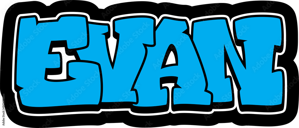Illustration Stock EVAN Graffiti Name, street art urban wall tag style ...