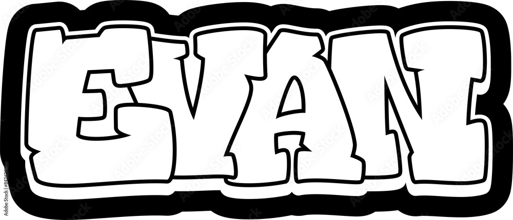 EVAN Graffiti Name, street art urban wall tag style font, sticker ...