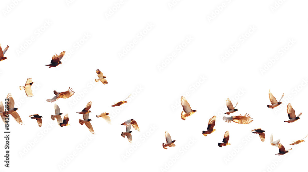 Countless vibrant birds soaring through the air, creating a captivating ...