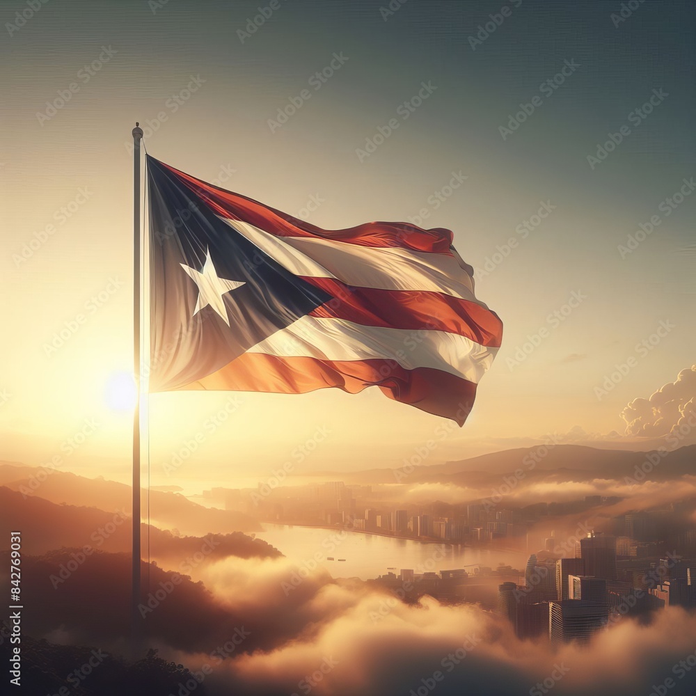 Puerto Rican flag - the national symbol of Puerto Rico Stock Photo ...