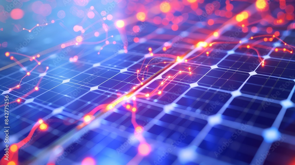 Design a scene showing electron-hole pairs in a photovoltaic cell ...