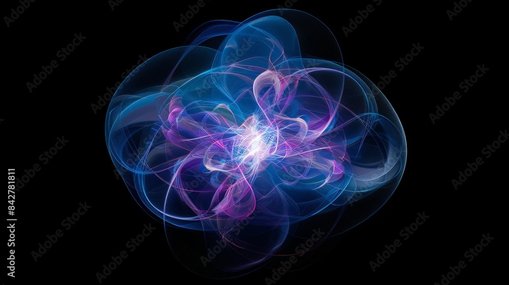 Illustrate the concept of atomic orbitals, with complex shapes ...