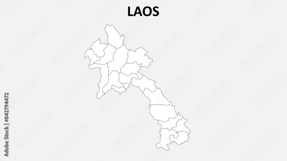 Laos Map. State map of Laos. Administrative map of Laos with states ...
