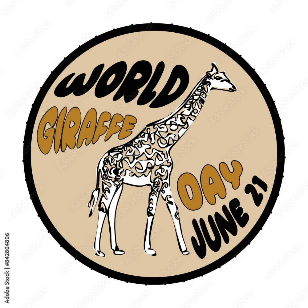 World Giraffe Day. June 21. Holiday concept. Template for background ...