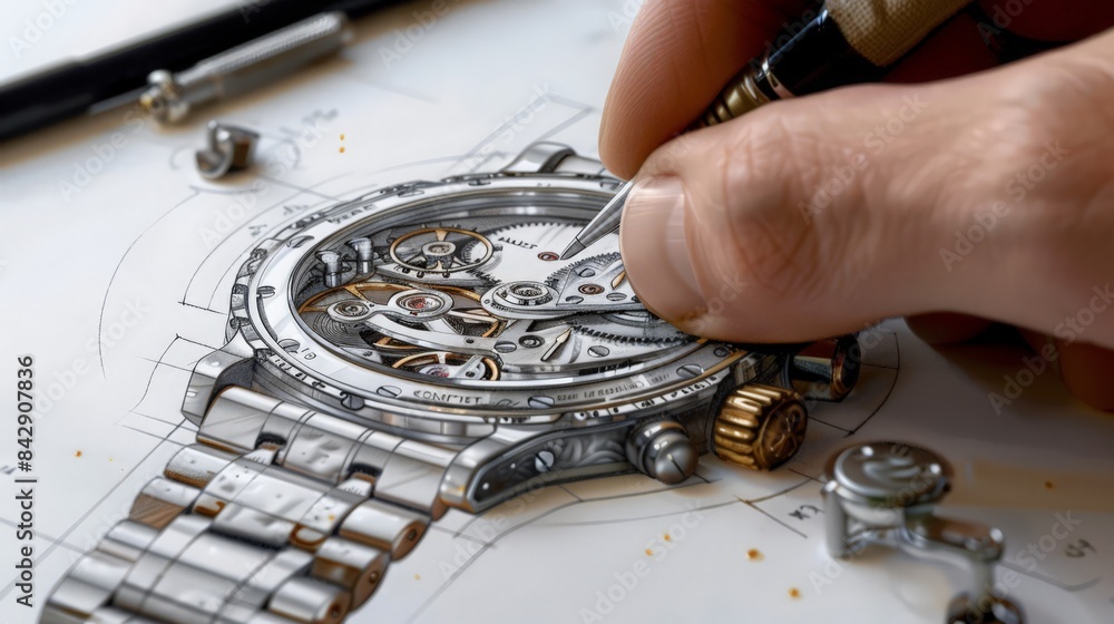 Imagine a modern wristwatch with a sleek, minimalist design. The watch ...