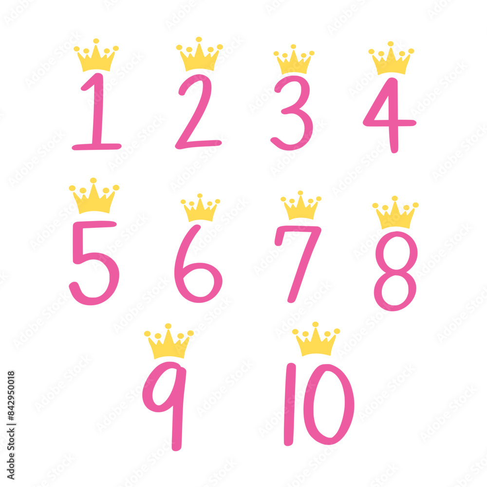 Crown Numbers SVG Bundle, Crown Svg, Numbers Svg, Princess Svg, Number ...