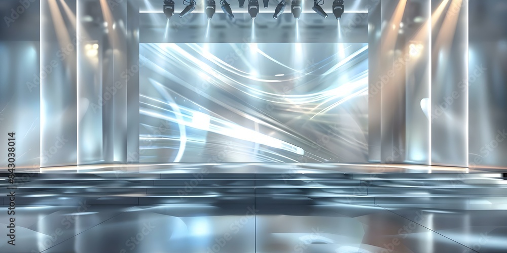 LED panels create holographic displays on modern metallic stages ...