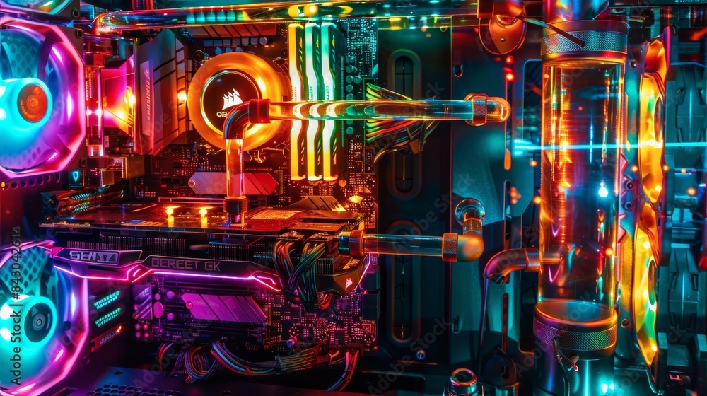 High-Tech Gaming PC with RGB Liquid Cooling System - Futuristic ...