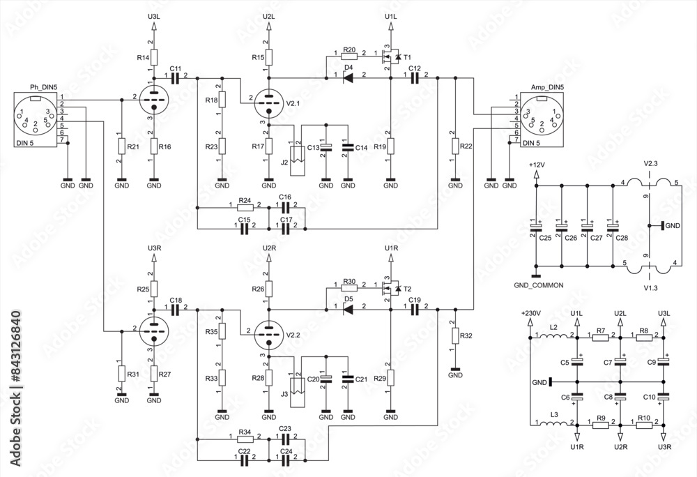 Schematic diagram of electronic device on sheet of paper. Vector ...