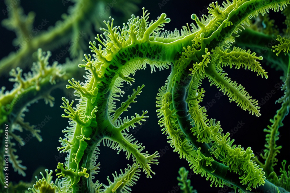 Microscopic View of Green Algae (Chlorophyta) with Detailed Structures ...