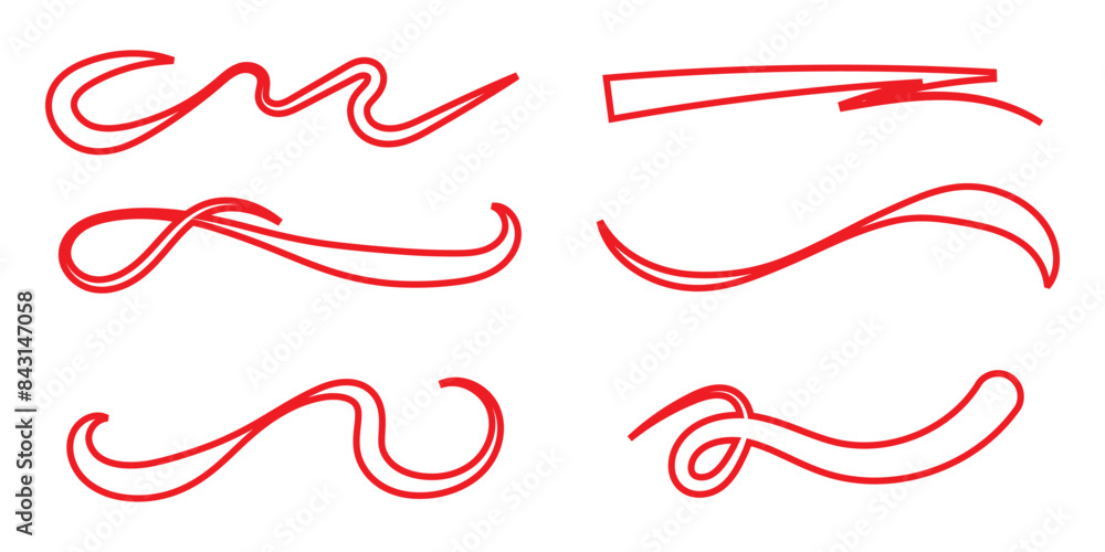 Set of Swoosh and swoop underline typography tails shape in flat styles ...