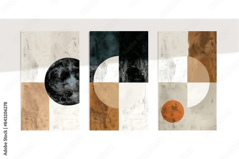 Mid century modern moon phases posters set. Boho style minimal design ...