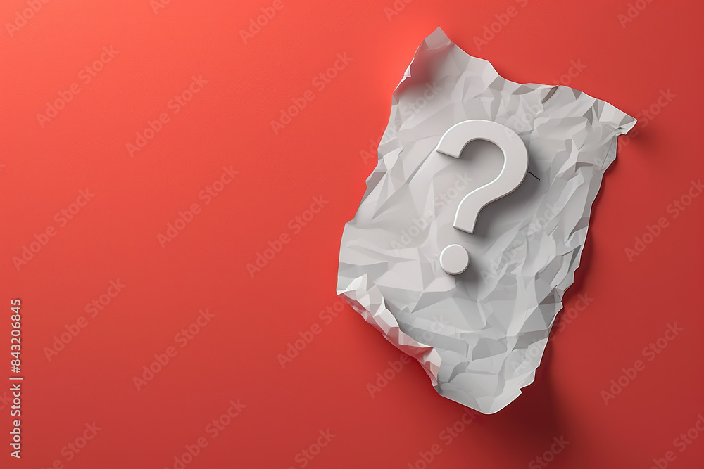 Crumpled paper with question mark on pink background. Concept of ...