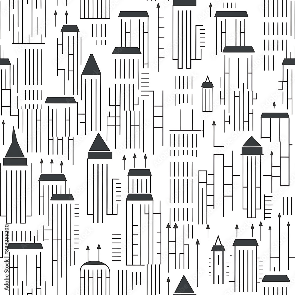 Skyscraper line drawing, seamless pattern, the simple beauty of ...