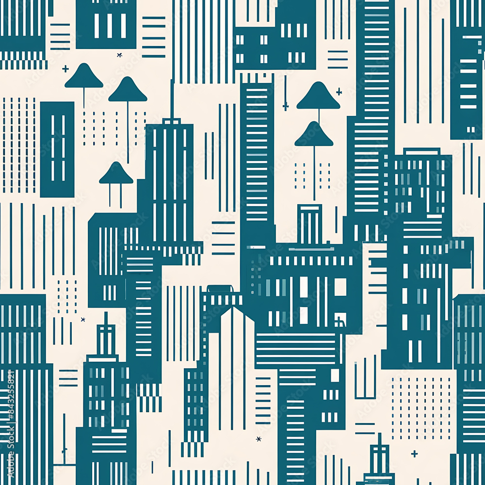 Skyscraper line drawing, seamless pattern, the simple beauty of ...