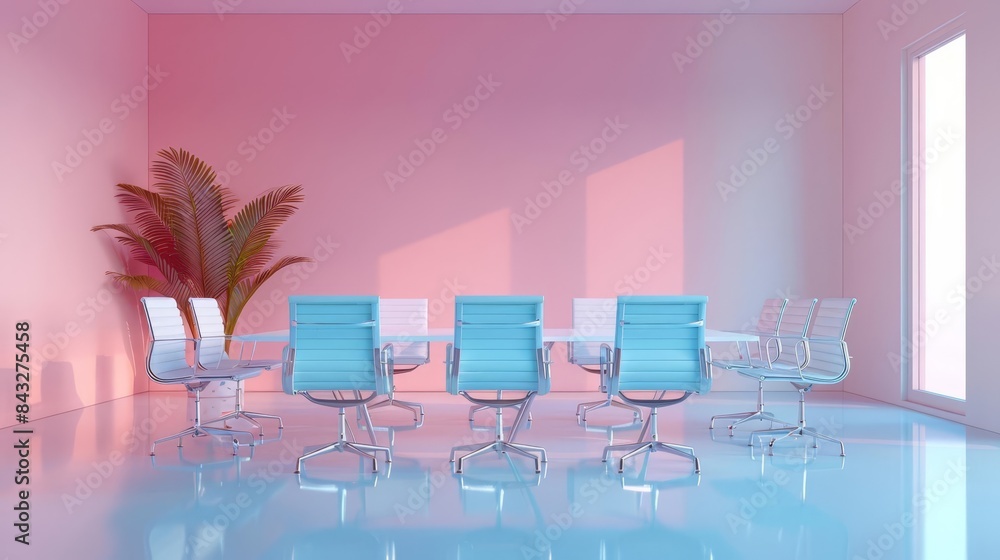 Conference table icon 3d blender pastel color Abstract background with ...