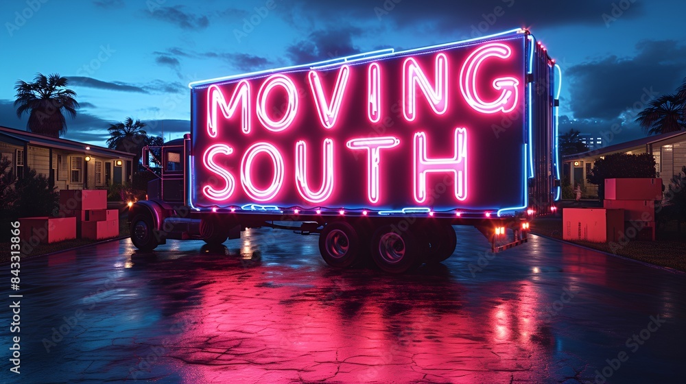 “MOVING SOUTH” sign - moving truck - relocation - moving to the ...