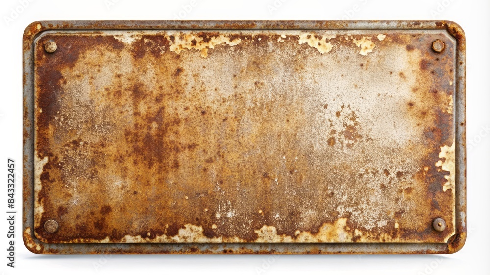 Retro rusty metal sign with worn edges and faded lettering isolated on ...