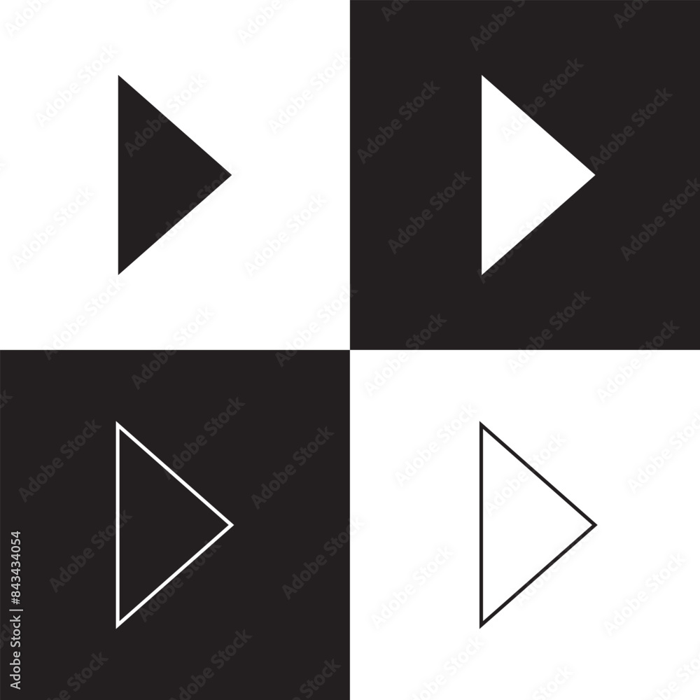 Set of play buttons icons. Play button. Video audio player. Vector ...