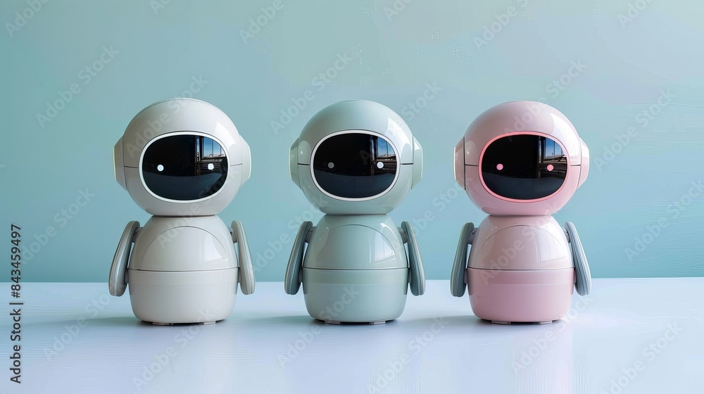 Companion robots in a home theme front view reflecting personal ...