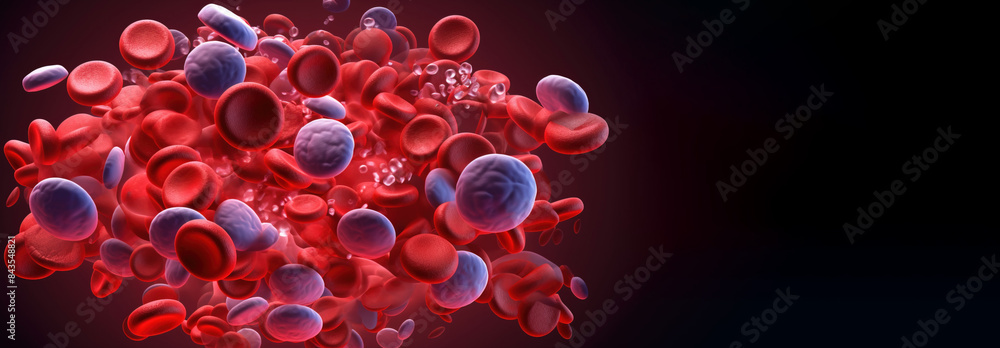 Blood vessel, hemoglobin close-up. Medical venous structure, dark ...