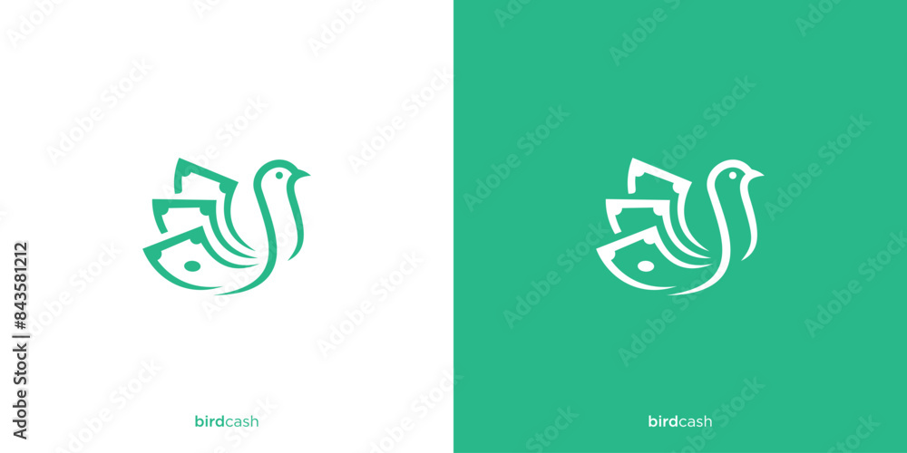 Bird Cash Logo Designs, Bird and Wing Money with Minimalist Style Logo ...