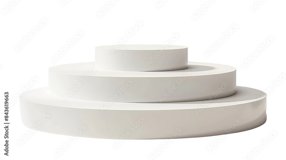 Minimalistic white round podium for product display, multi-tiered ...