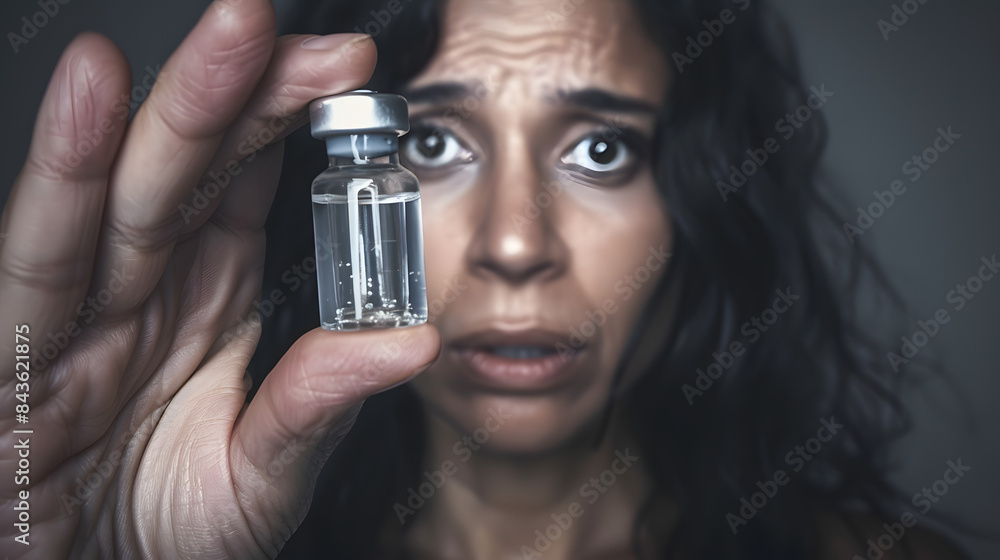 A closeup shot of the scientists hand holding up an vial with clear ...
