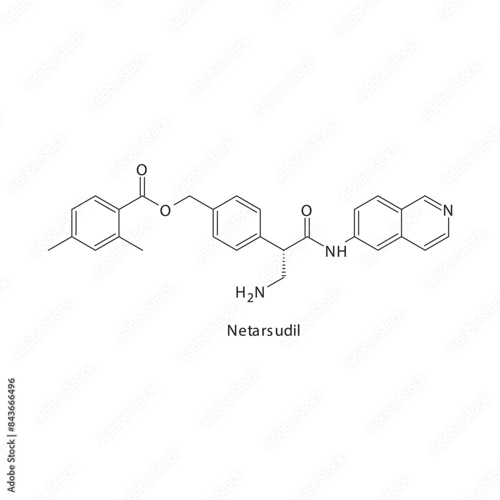 Netarsudil flat skeletal molecular structure Anti glaucoma drug used in ...